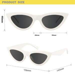 mosanana Retro Vintage Trendy Cat Eye Sunglasses for Women 50s 60s 90s 2024 Cute Fashion Stylish Chic Rave Bride Wedding Cream White MS51810