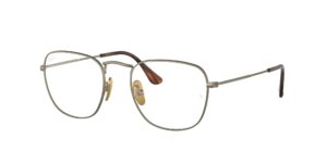 ray-ban men's rx8157v frank titanium square prescription eyewear frames, demigloss antique gold/demo lens, 48 mm