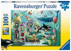 ravensburger underwater wonders 100 piece jigsaw puzzle for kids - fun and educational toy | perfect age fit | sustainable wooden pieces | climate pledge friendly - 12972