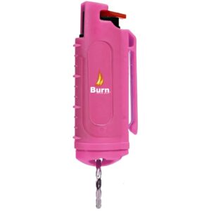 Burn Pepper Spray Keychain for Women Self Defense - Max Strength OC Spray - 1/2oz Molded Case Pink