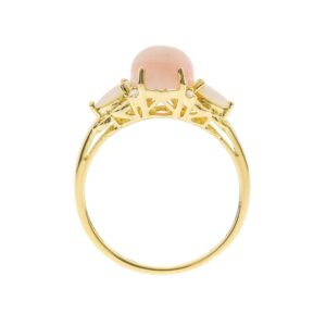 Gin & Grace 10K Yellow Gold Natural Pink Opal Ring with Real Diamonds for women | Ethically, authentically & organically sourced (Oval) shaped opal hand-crafted jewelry for her | Opal Ring for women