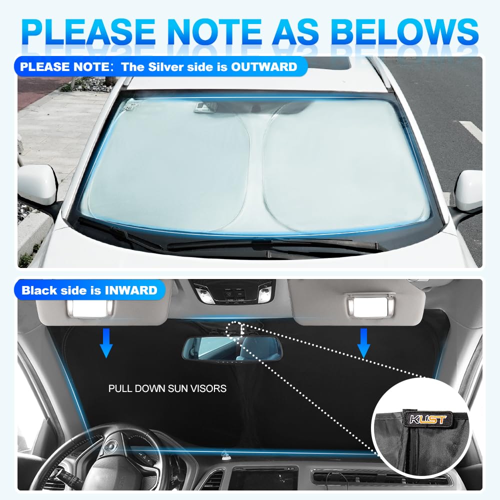 KUST Custom Fit Windshield Sun Shade for Ford Explorer 2020 2021 2022 2023 2024 Sunshade Foldable Window Sun Visor Protector Blocks UV Rays Keep Your Car Cooler