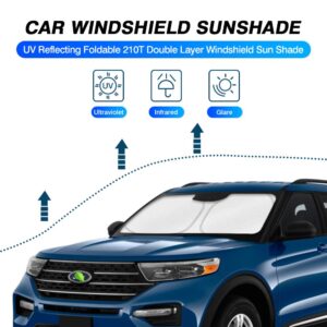 KUST Custom Fit Windshield Sun Shade for Ford Explorer 2020 2021 2022 2023 2024 Sunshade Foldable Window Sun Visor Protector Blocks UV Rays Keep Your Car Cooler