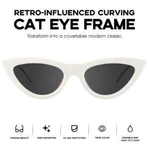 mosanana Retro Vintage Trendy Cat Eye Sunglasses for Women 50s 60s 90s 2024 Cute Fashion Stylish Chic Rave Bride Wedding Cream White MS51810