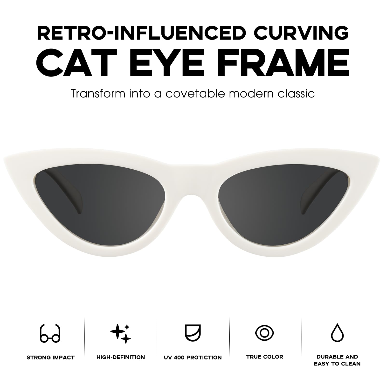 mosanana Retro Vintage Trendy Cat Eye Sunglasses for Women 50s 60s 90s 2024 Cute Fashion Stylish Chic Rave Bride Wedding Cream White MS51810