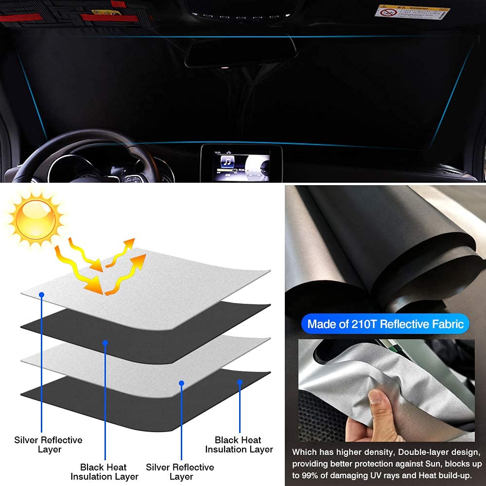 KUST Custom Fit Windshield Sun Shade for Ford Explorer 2020 2021 2022 2023 2024 Sunshade Foldable Window Sun Visor Protector Blocks UV Rays Keep Your Car Cooler