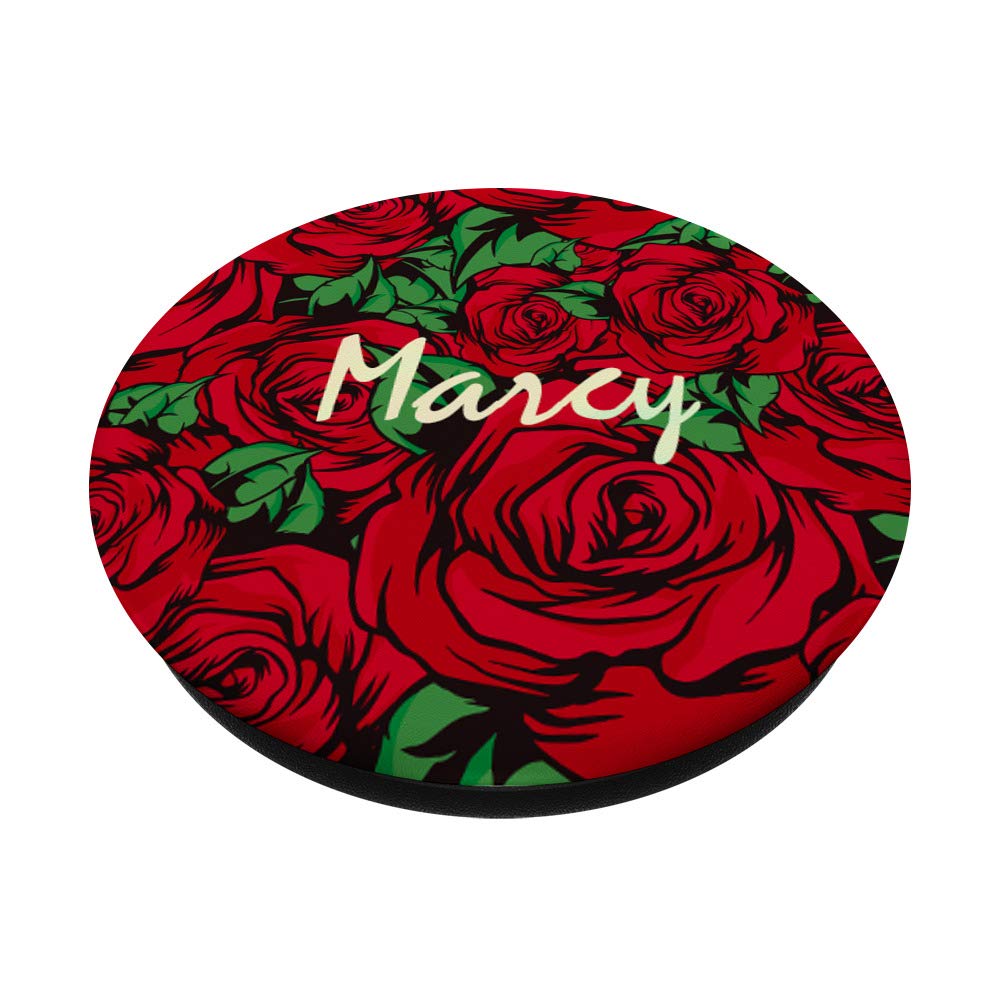 Marcy - Floral Red Roses Personalized First Name PopSockets PopGrip: Swappable Grip for Phones & Tablets