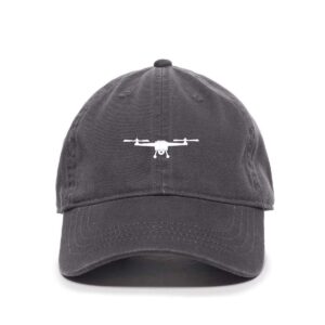 tech design drone symbol baseball cap embroidered cotton adjustable dad hat charcoal