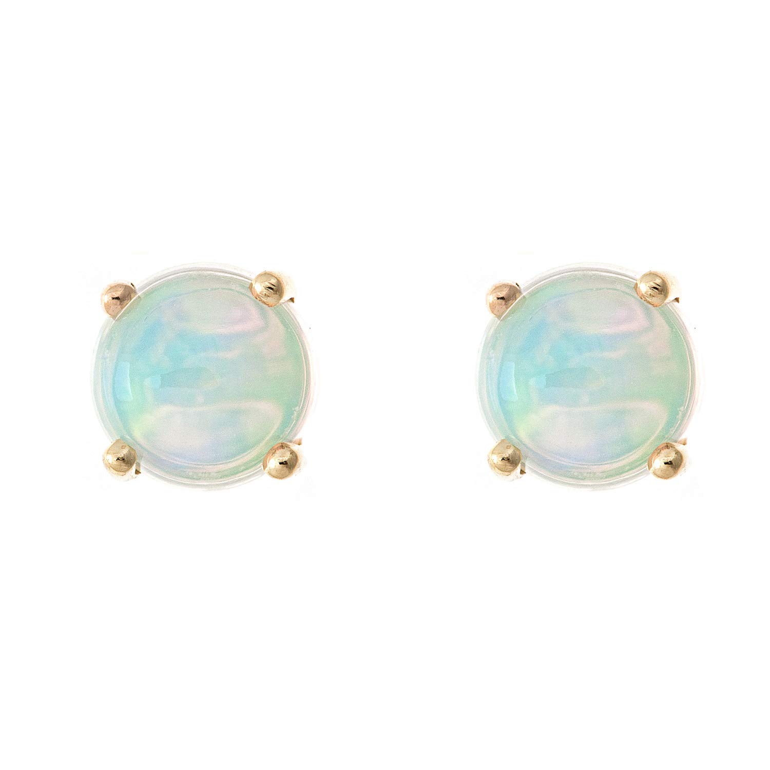 Gin & Grace 10K Yellow Gold Natural Ethiopian Opal earrings for women | Ethically, authentically & organically sourced (round-cut) shaped opal hand-crafted jewelry for her | Opal Earrings for women