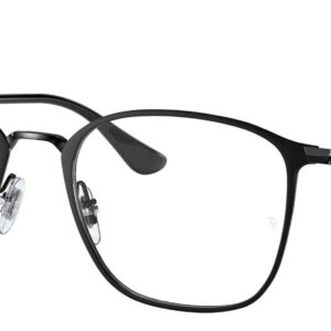 Ray-Ban RX6466 Square Prescription Eyeglass Frames, Matte Black On Black/Demo Lens, 49 mm