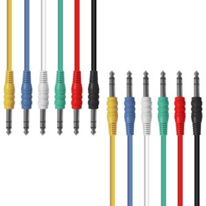 axcessables 1/4 (6.35mm) trs to 1/4 (6.35mm) trs multi-color balanced stereo patch cables 6-pack outboard gear & patchbay studio cables external effects digital analog effects (1.5ft)