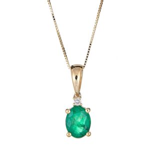 gin & grace 10k yellow gold natural emerald diamond (si1) pendant for women