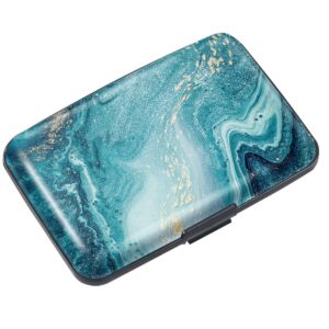 coco rossi mini credit card holder for women,rfid blocking slim hard card case id case travel wallet,teal marble