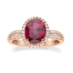 gin & grace 10k rose gold purplish pink natural garnet real diamond ring (i1) with daily work wear jewelry for women gifts for her