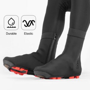 ROCKBROS Cycling Shoe Covers Warm Bike Shoe Cover Warmer Water Resistant Windproof Bicycle Overshoes for Mountain Road Bike Shoes L Black