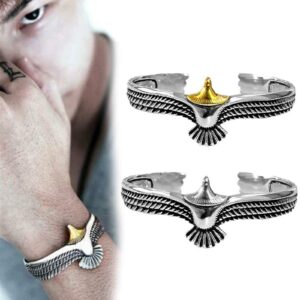 Aderpmin Eagle Cuff Bracelet-Fashion Adjustable Eagle Cuff Wristband Open Ended Bangle Wristband Bracelet for Valentine Gifts (Gold+Silver)