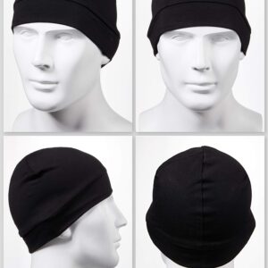 4 Pieces Men Skull Caps Soft Cotton Beanie Hats Stretchy Helmet Liner Multifunctional Headwear for Men Women (Black, Gray, Army Green, Navy Blue,Solid Style)