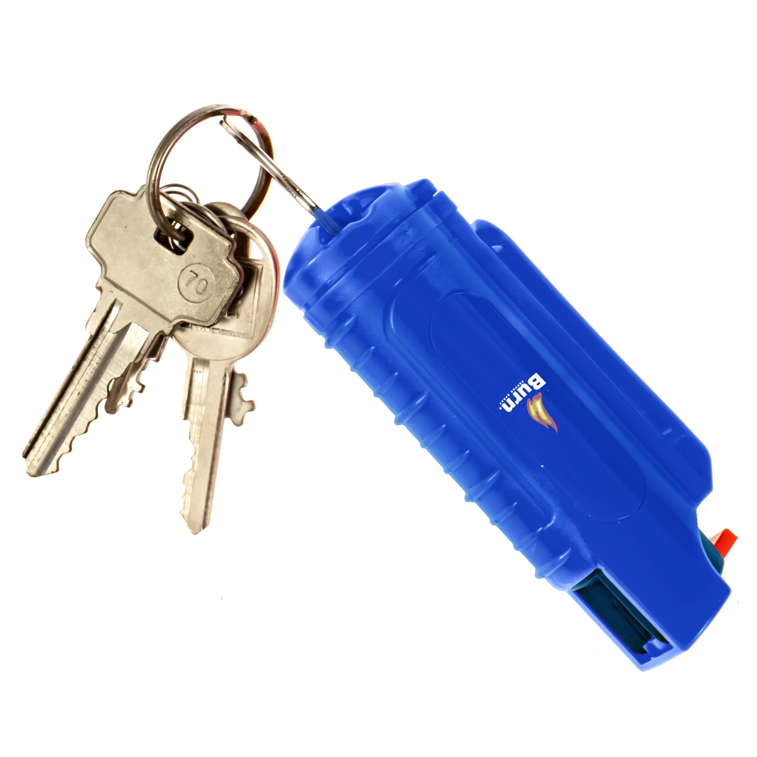 Burn Pepper Spray Keychain for Self Defense - Max Strength OC Spray - 1/2oz Molded Case Blue