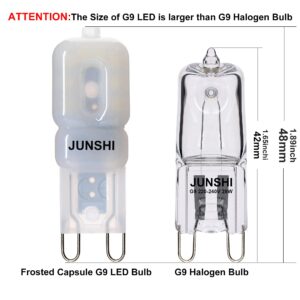 JUNSHI G9 LED Bulb 2.5W(20W 25W Halogen Equivalent) 6000K Daylight White Cool White 220 Lumens Non-Dimmable AC110-130V LED Light Bulb for Ceiling Light,Pack of 10