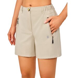 little donkey andy women's quick dry lightweight stretch shorts outdoor short active hiking khaki size l