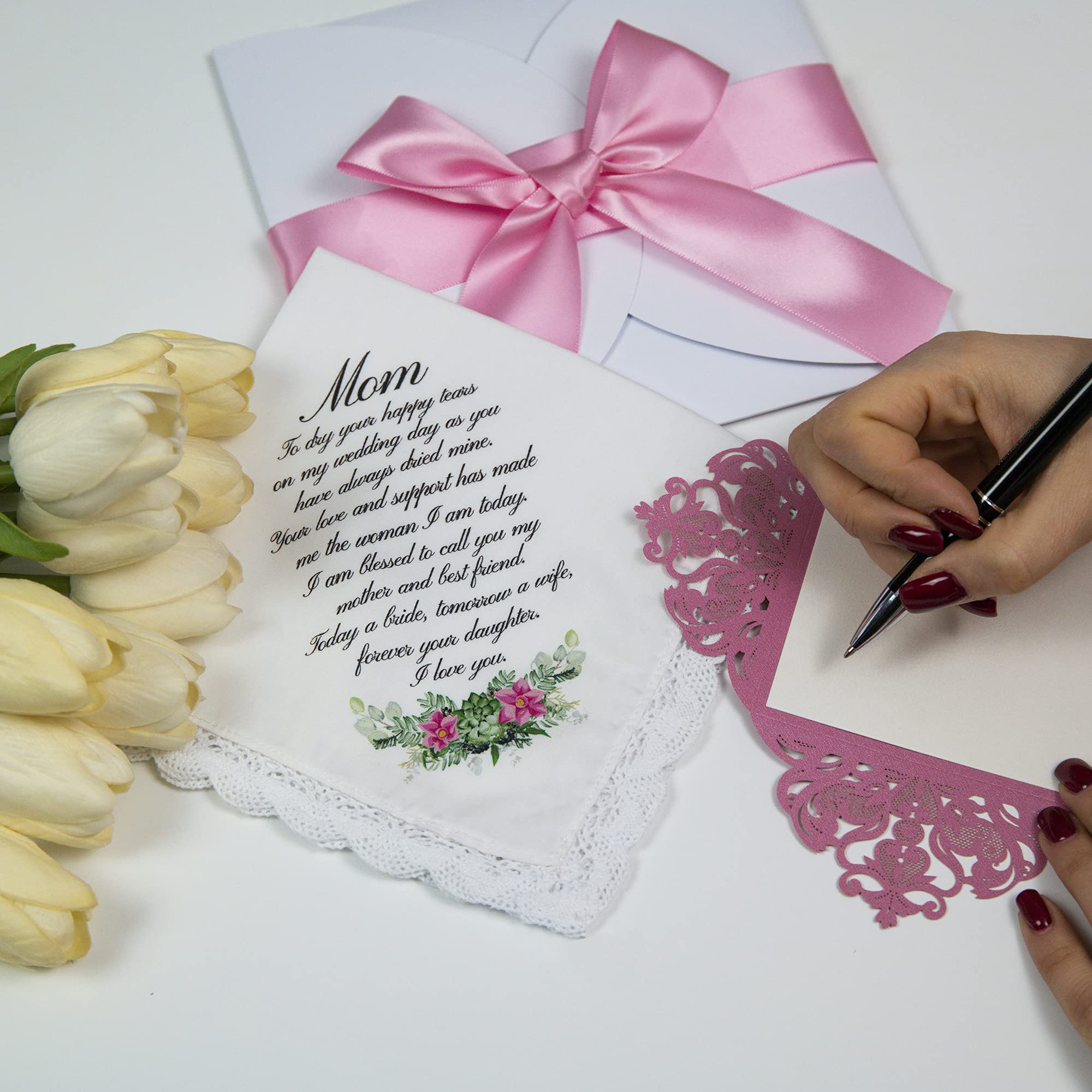 Mom Mother of the Bride Gift from Daughter Wedding Day Personalized Handkerchief