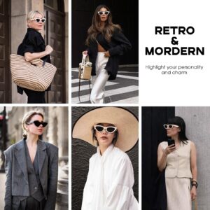 mosanana Retro Vintage Trendy Cat Eye Sunglasses for Women 50s 60s 90s 2024 Cute Fashion Stylish Chic Rave Bride Wedding Cream White MS51810