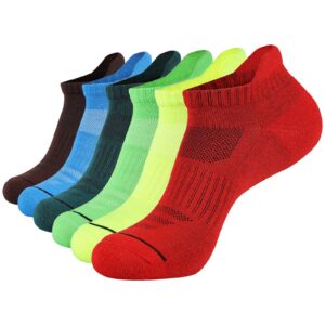 joynÉe mens ankle athletic low cut socks running sports cushioned sock for men 6 pack,colorful,sock size 10-13