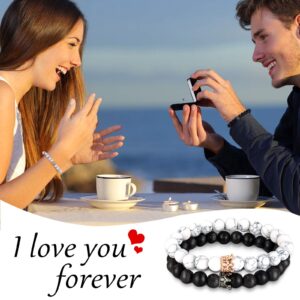 Hicarer 8 Pcs Couples Necklace Bracelet Matching Ong Distance Touch Necklace Her King His Queen I Love You Necklaces Jewelry Set for Bf Gf Women Men Wedding Bridal Gift