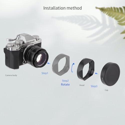 Haoge LH-X53B Square Metal Lens Hood Shade with Metal Cap for Fujifilm Fuji Fujinon XF 35mm F1.4 R / XF35mmF1.4 R Lens on Camera X-H1 XS-10 X-Pro3 X-T4 X-T3 X-T2 X-T30 X-T20