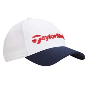 TaylorMade unisex adult Performance Playing Hat Cap, White/Red/Navy, NS US