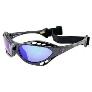 hurricane eyewear category 4 polarized jet ski floating goggles black padded frames with anti-fog coating (blue mirror)