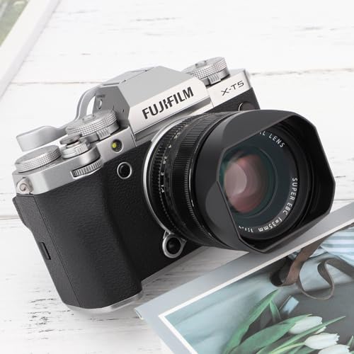 Haoge LH-X53B Square Metal Lens Hood Shade with Metal Cap for Fujifilm Fuji Fujinon XF 35mm F1.4 R / XF35mmF1.4 R Lens on Camera X-H1 XS-10 X-Pro3 X-T4 X-T3 X-T2 X-T30 X-T20