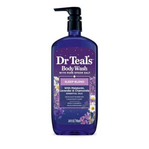 dr teal's sleep body wash with melatonin, lavender & chamomile & essential oil blend, 24 fl oz.