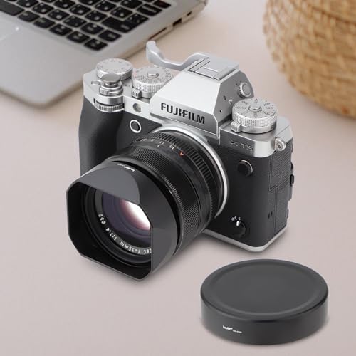 Haoge LH-X53B Square Metal Lens Hood Shade with Metal Cap for Fujifilm Fuji Fujinon XF 35mm F1.4 R / XF35mmF1.4 R Lens on Camera X-H1 XS-10 X-Pro3 X-T4 X-T3 X-T2 X-T30 X-T20