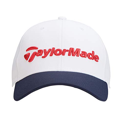 TaylorMade unisex adult Performance Playing Hat Cap, White/Red/Navy, NS US