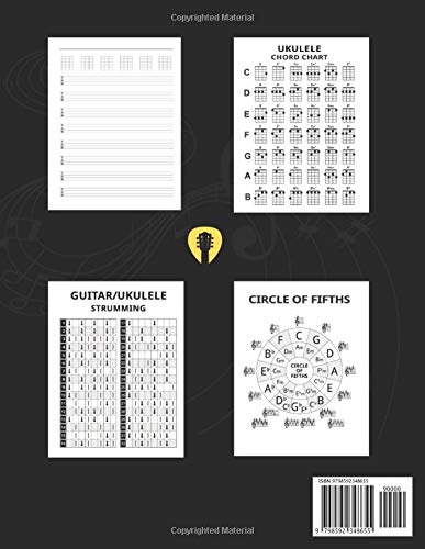 Ukulele Tablature Notebook with Extra Charts: Blank Ukulele Tablature Paper, Standard Tab Manuscript Paperback Chord Chart Ukulele Strumming