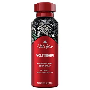 old spice aluminum free body spray for men, wolfthorn, 5.1 oz