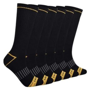 cat mens 3-pack half cushioned crew sock, black (6 pack), large us