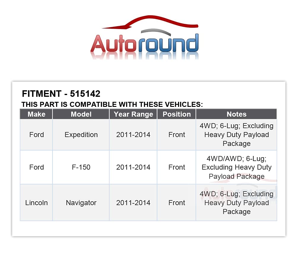 Autoround 515142 4WD/AWD Front Wheel Bearing and Hub Assembly Compatible with Ford F-150/ Expedition, Lincoln Navigator 2011 2012 2013 2014 6 Lug W/ABS