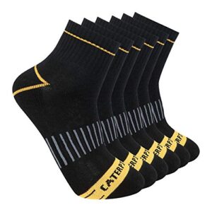 cat mens half cushioned quarter sock, black (6 pack), xx-large us