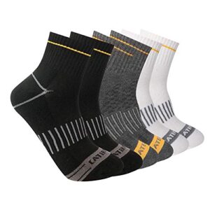 caterpillar men's 6-pack half cushioned quarter socks, multi color, large