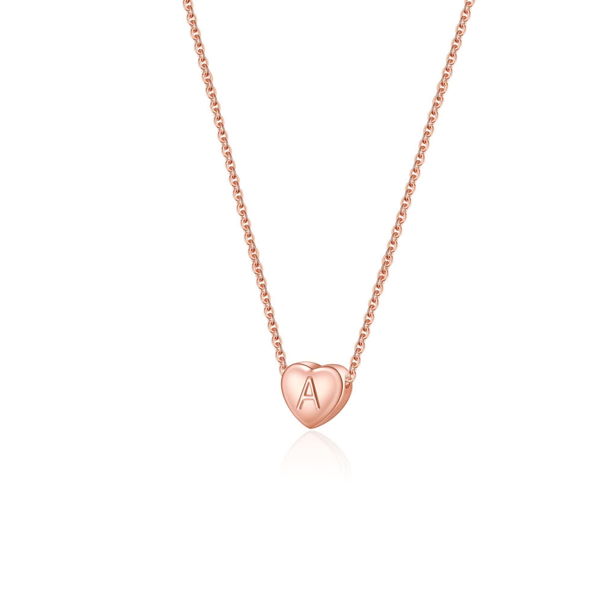 Monily Initial Necklace for Women Tiny Letter A Heart Choker Necklace for Women Dainty Rose Gold Plated Necklace for Women Christmas Gifts for Women