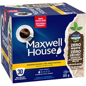 Maxwell House Morning Blend Coffee 100% Compostable Pods, 30 Pods, (Imported from Canada)