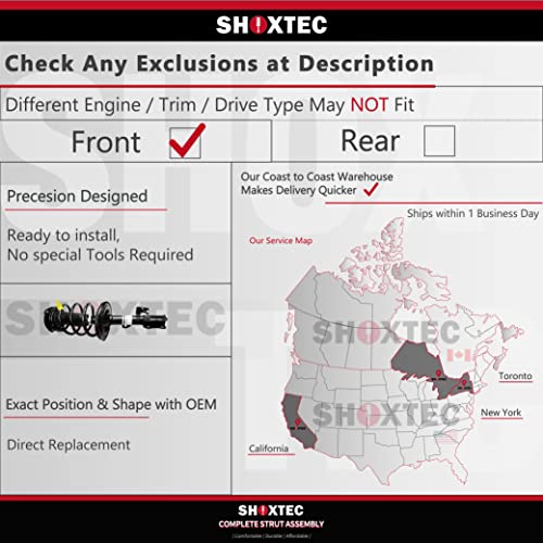 Shoxtec Front Pair Complete Struts Assembly Replacement for 2010-2012 Chevrolet Camaro Coil Spring Assembly Shock Absorber Kits Repl. part no. 172337 172336