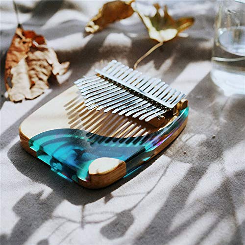 Hluru Resin Ocean Blue Kalimba | New 17 Key Whale Flat Board Thumb Piano No Screen Birthday Music Gifts