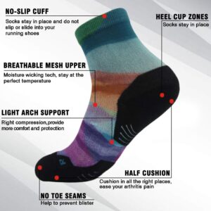 HUSO Crazy Socks for Men Women, Fashion Athletic Ankle Socks Seamless Running Pilates Cycling Biking Socks 2 Pairs (Multicolor,L/XL)