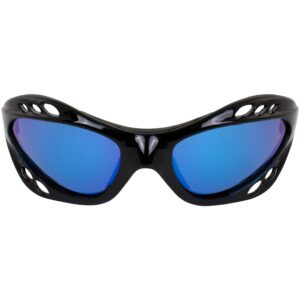 Hurricane Eyewear Category 4 Polarized Jet Ski Floating Goggles 2 Pairs Black Padded Frames Smoke & Blue Mirror Lenses