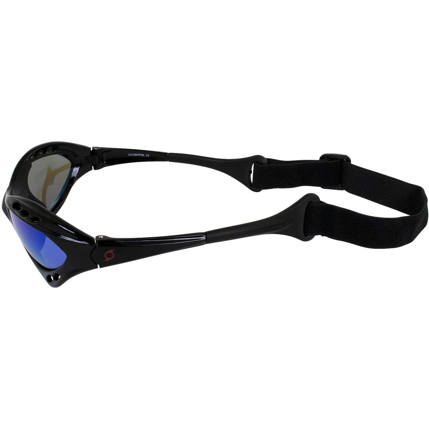 Hurricane Eyewear Category 4 Polarized Jet Ski Floating Goggles 2 Pairs Black Padded Frames Smoke & Blue Mirror Lenses