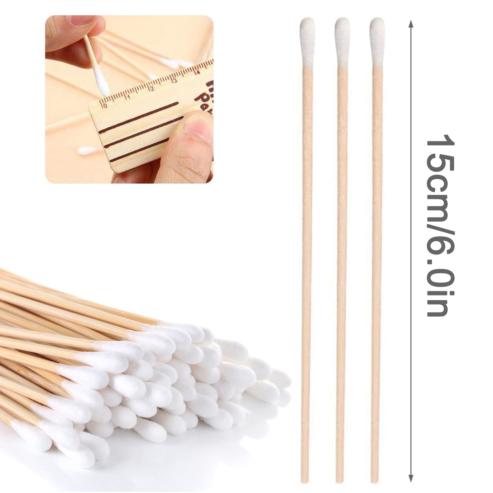 500PCS Cotton Swab - 6 Inch Cotton Sticks - Cotton Ear Swabs for Wound, Navel, Oral Cavity, Gynecological Care and Pet Ear Cleaning