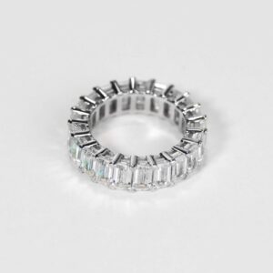 Michooyel S925 6ct Emerald Cut Diamond Eternity Ring Wedding Band Ring Engagement Sterling Silver Fine Jewelry For Women